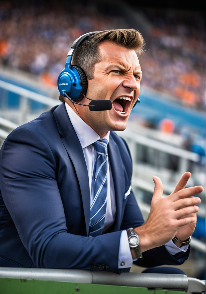 Male sports commentator clad in a sharp suit by Ozoilo Chisimdi ...