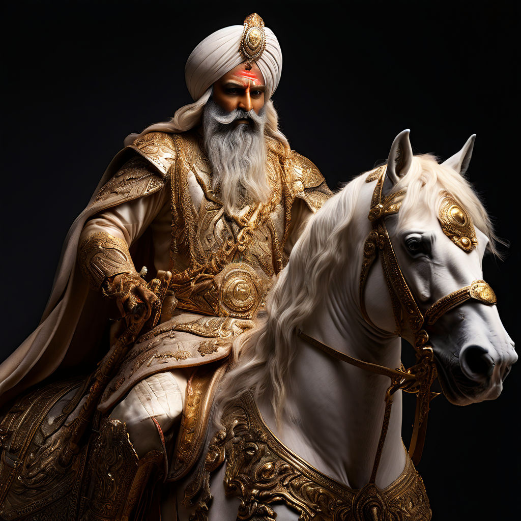 Golden statue of Maharaja Ranjit Singh sitting on the horse by Karan Singh - Playground
