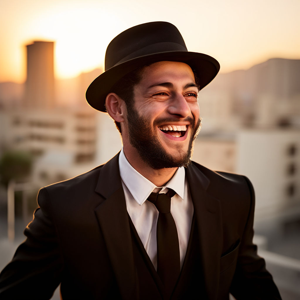 Close-up profile photo of a 30-year-old Ashkenazi Haredi Jew... by ...