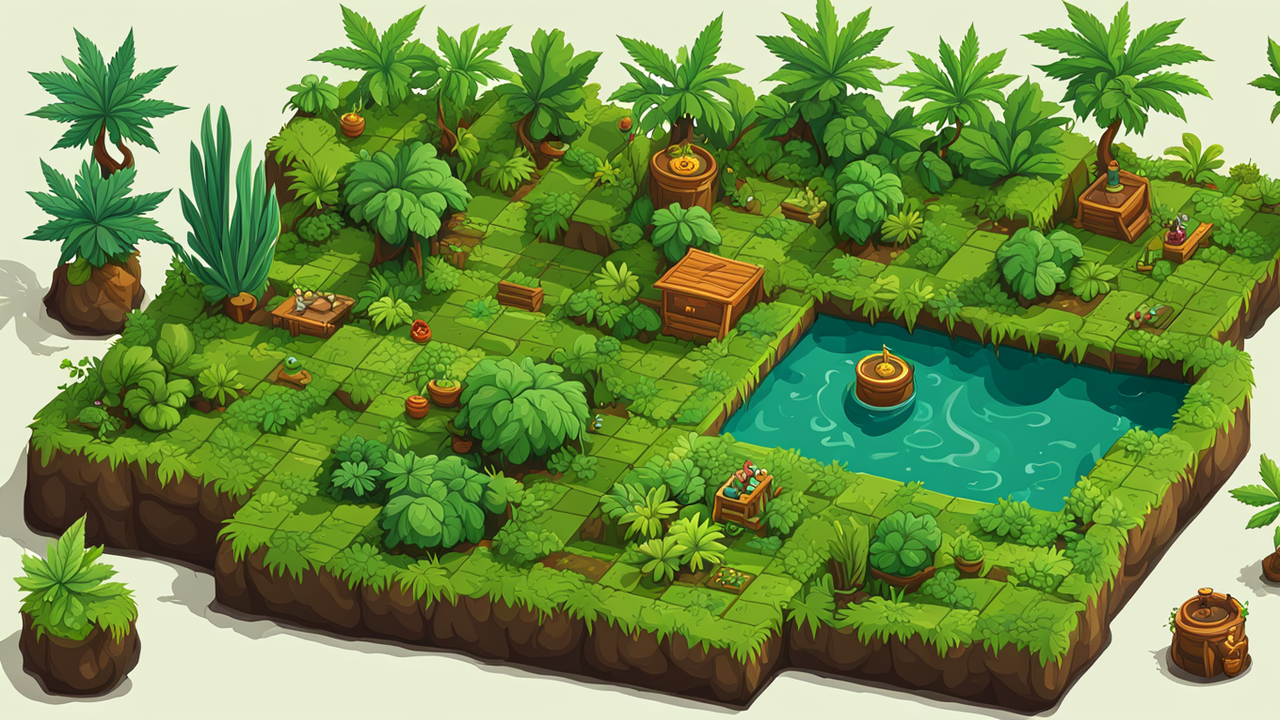 Vector design of a 2D tilemap platformer for a cannabis-them... by ...
