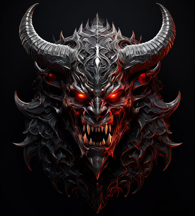 Hyper realistic demon bust with sharp teeth and horns by Jimmy - Playground