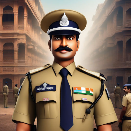 Indian police officer in khaki uniform talking by Anand bhatt - Playground