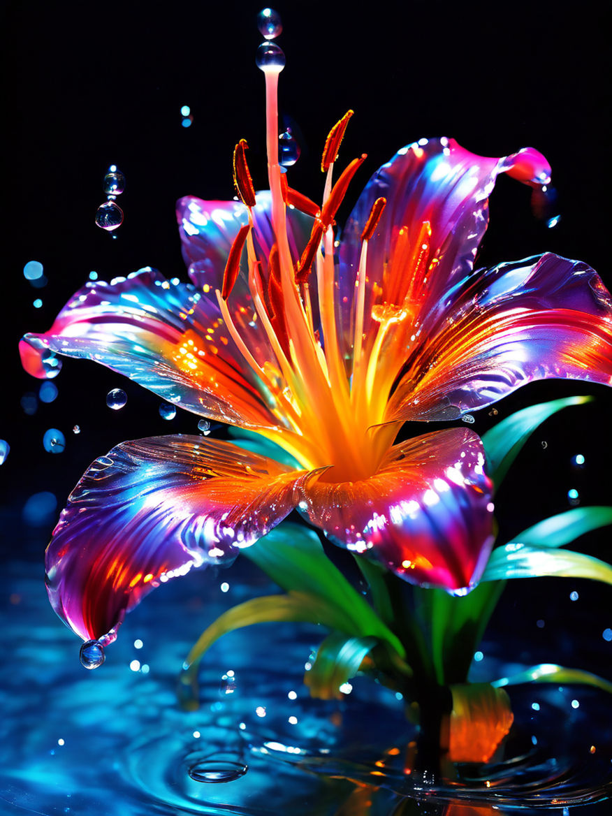 Stunning holographic fire lily with holographic color and tr... by Викa ...