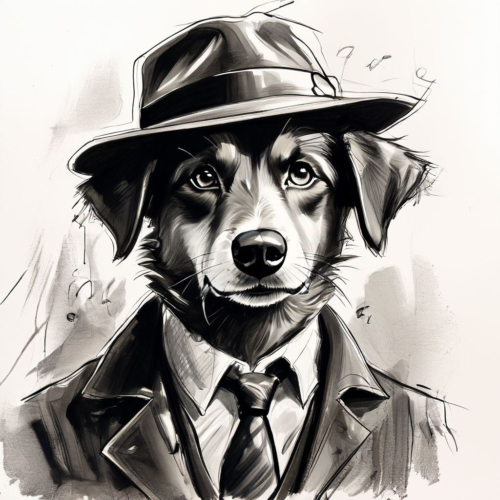 A captivating sketch of a dog detective by Nayara Neres - Playground