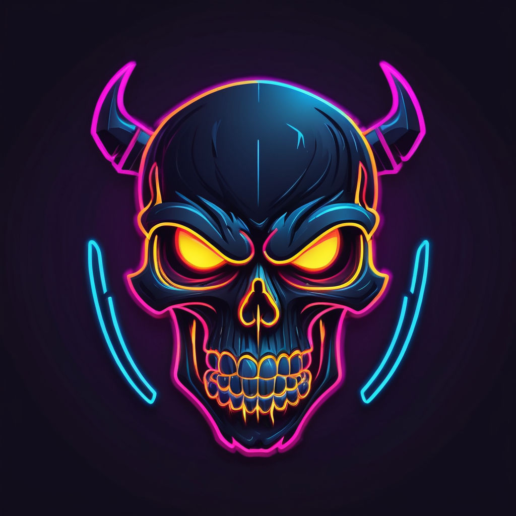 Neon angry skull logo by Be part of History - Playground