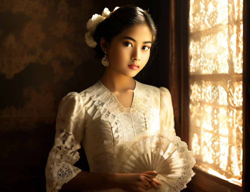 Filipina portrait in traditional Filipiniana attire from the... by ...