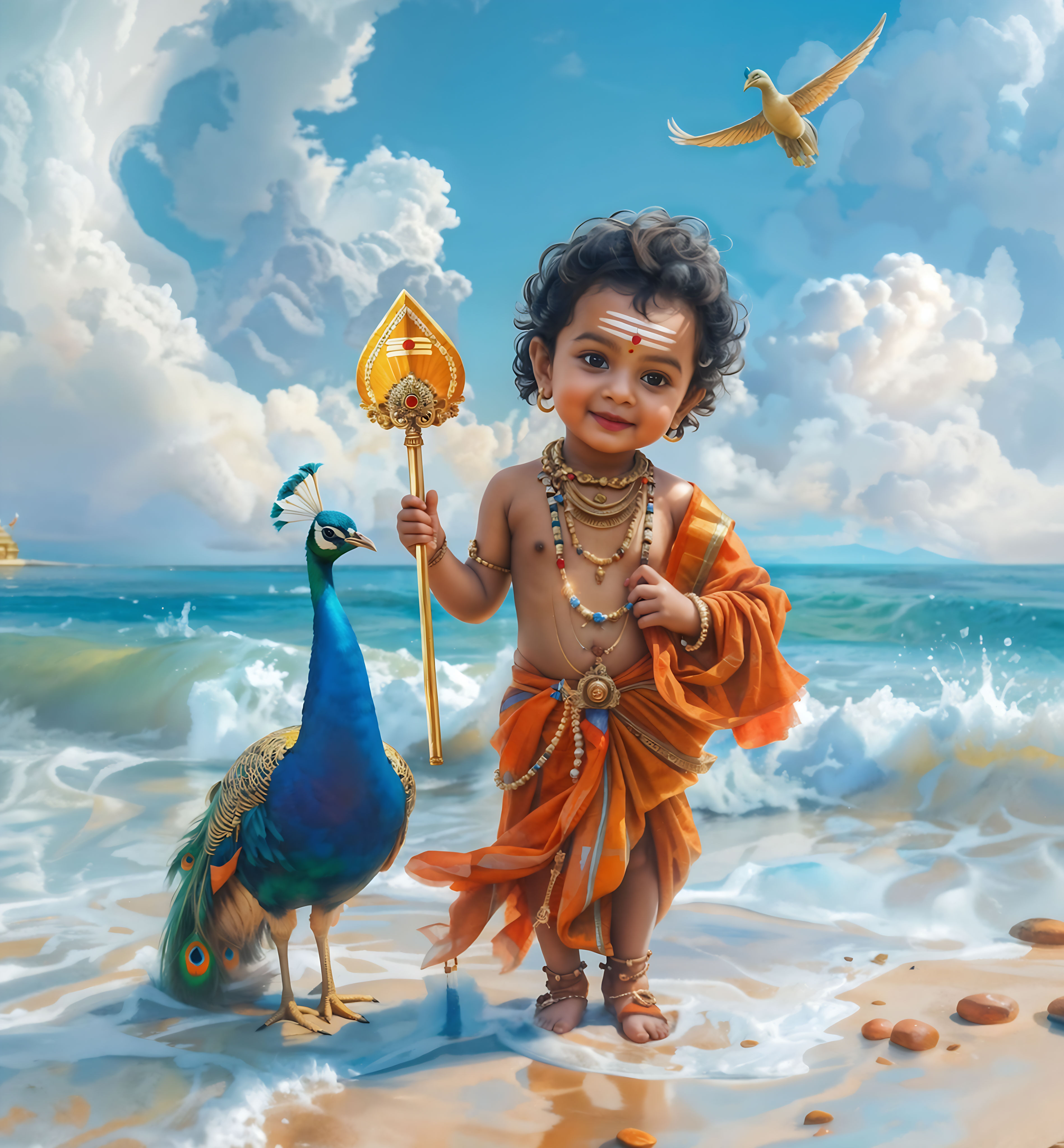 A cute adorable tamilnadu baby Lord Muruga standing in the b... by ...