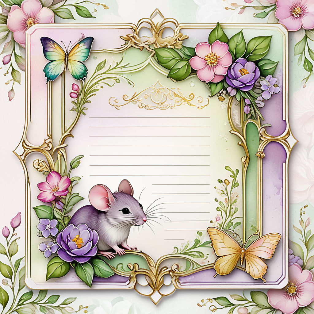 Vintage square journal card with space for writing by Lilly Cosmea ...