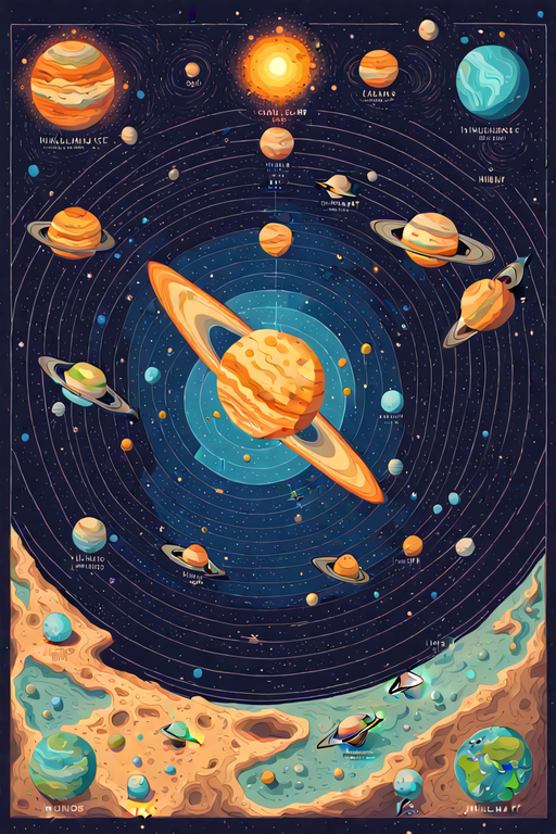 Isometric map featuring the solar system with intricately de... by ...