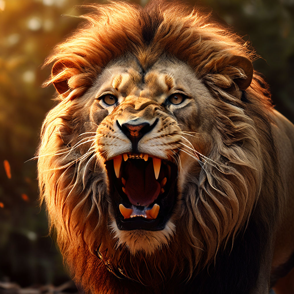 113. Fierce lion roaring loudly by Samron Emmanuel - Playground