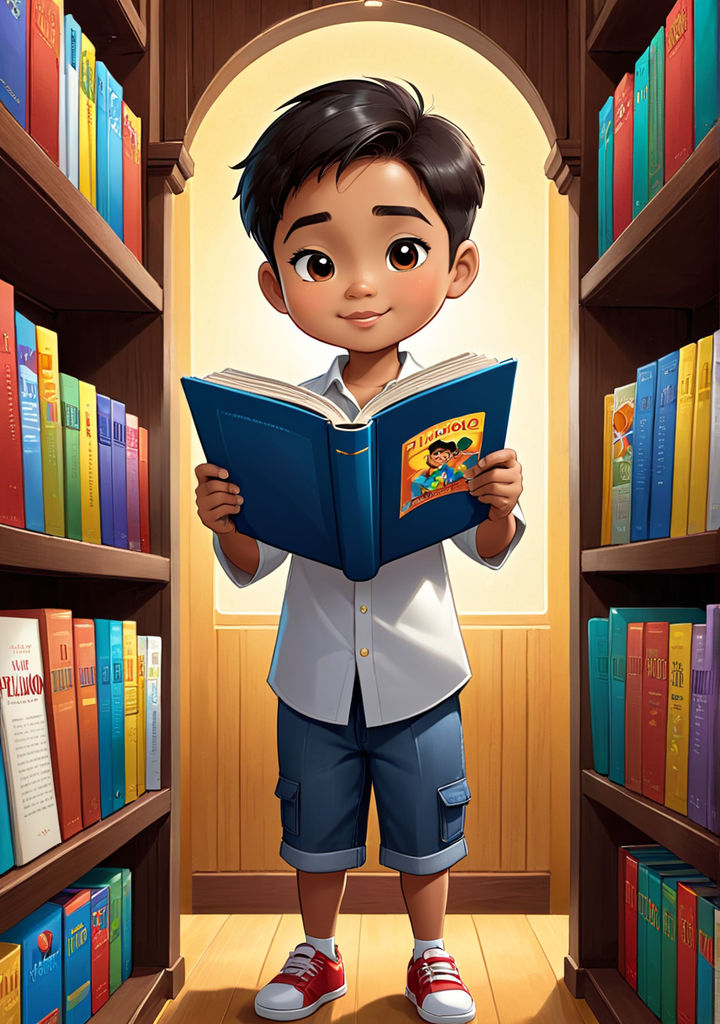 Cartoon filipino Boy reading a book about filipino by Nhat Luberio ...