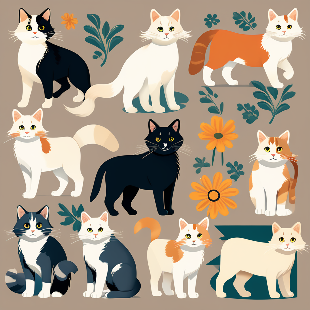 Design a clipart set that depicts various cat breeds and col... by ...