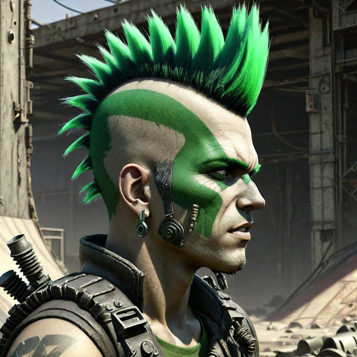 Green haired mohawk raider by Oli - Playground