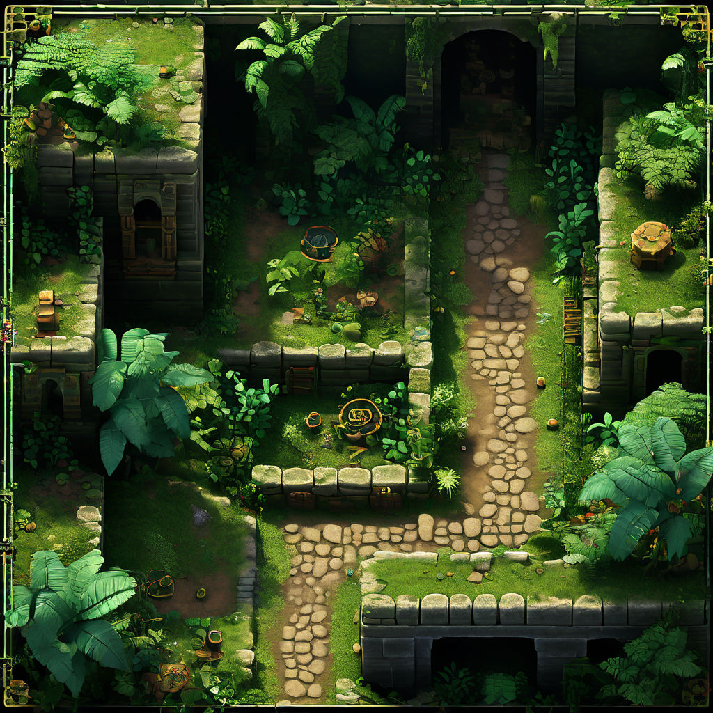 A detailed realistic jungle tileset in a zelda game from top... by ...