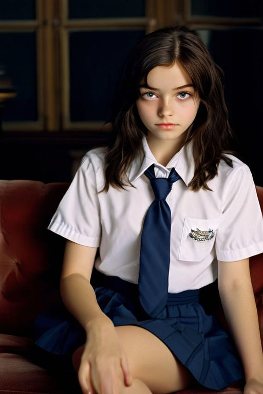 A captivating portrait of a stunning 14-year-old girl in a s... by ...