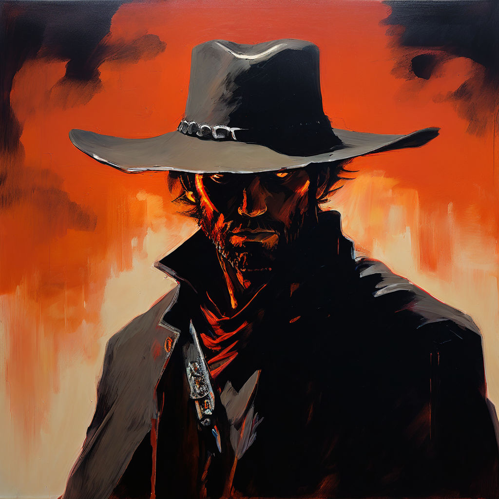 Tall cowboy with face covered by shadow by Chad Abella - Playground