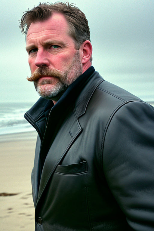 A realistic portrait of beefy handsome rugby coach at his 40 by JK ...