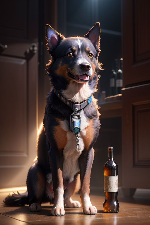 Dog and a bottles of nebula at home by CramnaeJ P.N G.M. - Playground