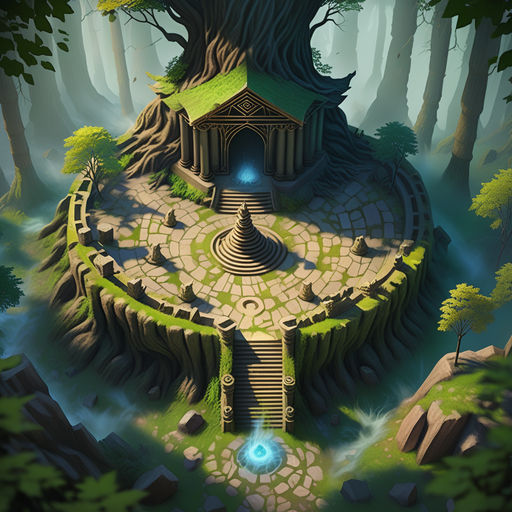 Ancient forest temple dnd battle map by mina hussary - Playground