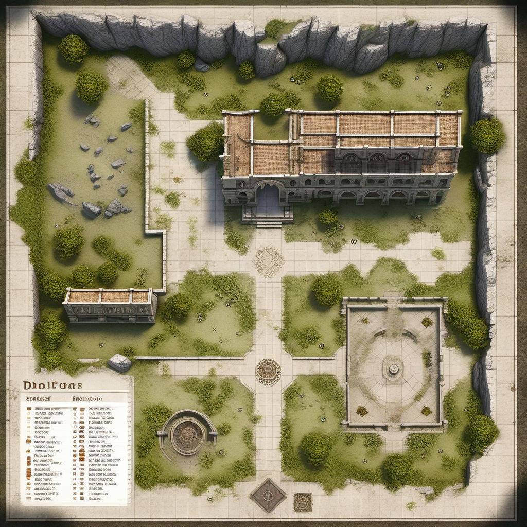 Make a DnD Grid Battlemap of an old forgotten Tempel in the ... by ...
