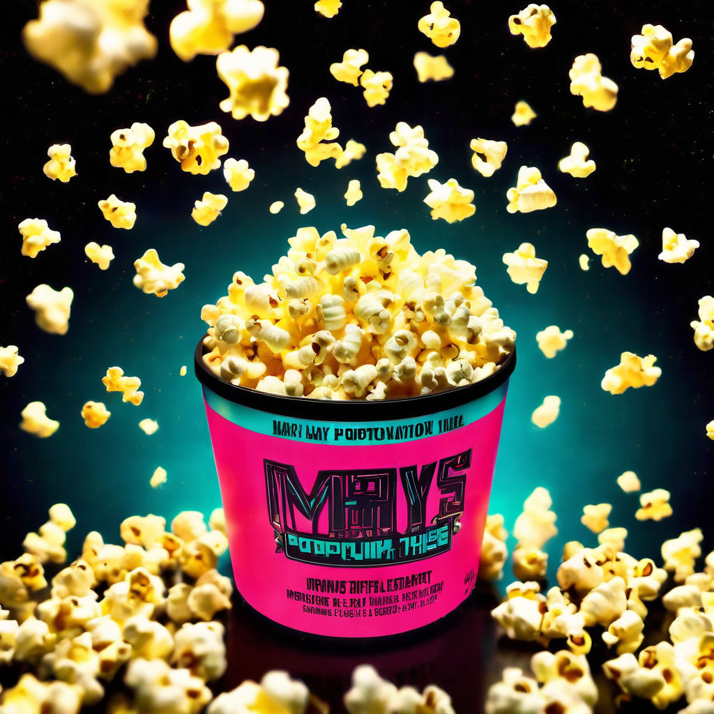 Glowing-in-the-dark popcorn explode from a UFO-shaped contai... by ...