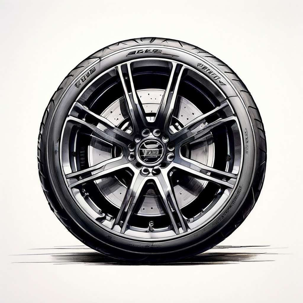 Technical pen and ink drawing of an 8 spoke automotive racin... by ...