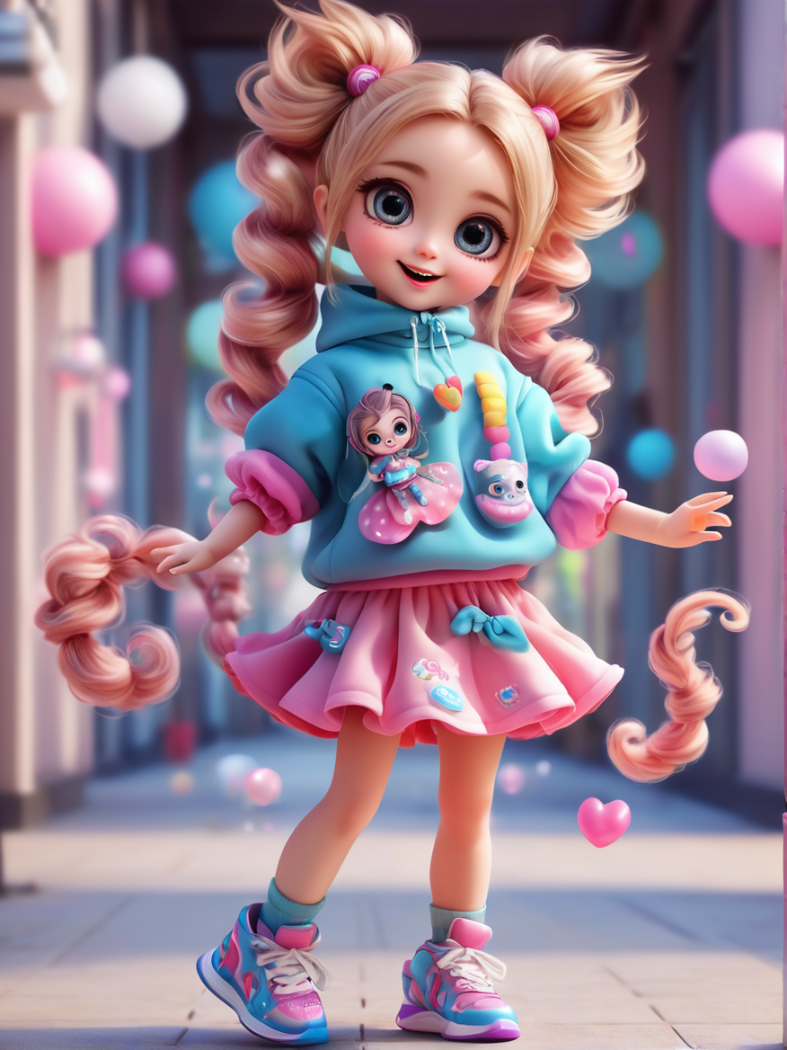 A cute cheerful smiling doll with big cute eyes with cute ta... by Alex ...