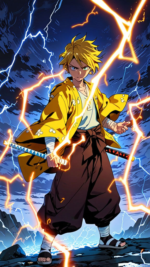 A dynamic anime-style portrait of Zenitsu Agatsuma by Supun Abeysekara ...