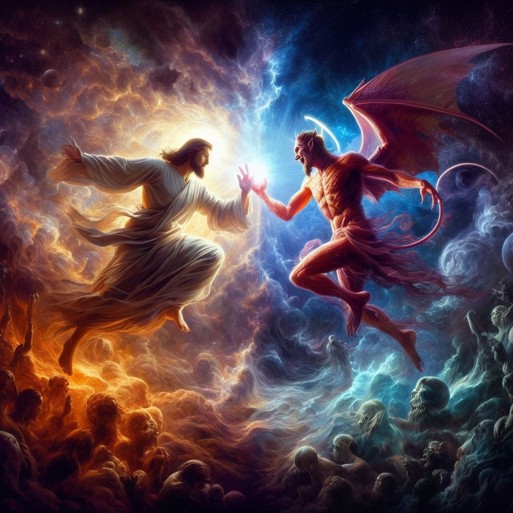 Lord Jesus engaged in a dynamic battle against the devil by 10 tung ...