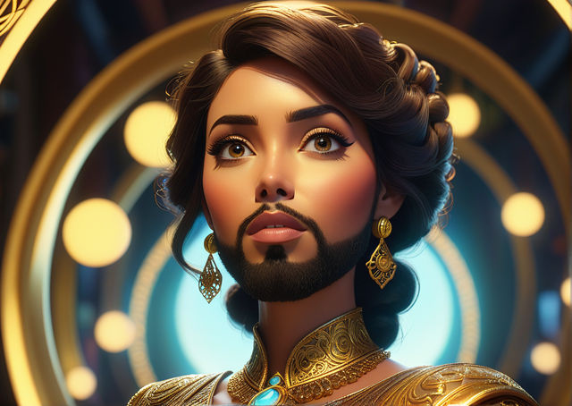 A Pixar-style 3d rendering of a bearded woman by Arviana Rizky Zulfa ...