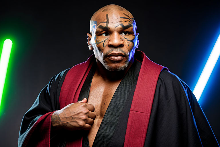 Portrait of mike tyson wearing wearing a jedi robe by Dead - Playground