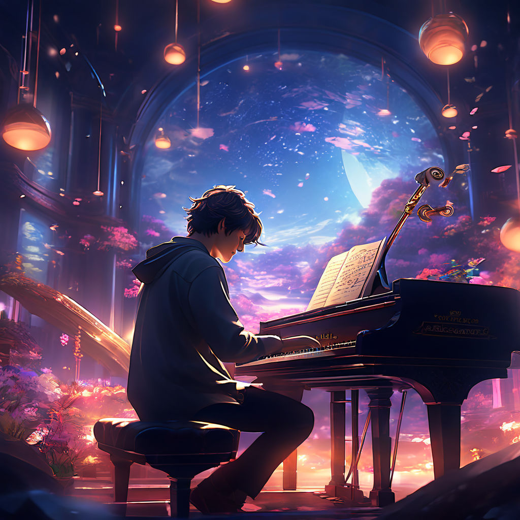 Anime Boy With Piano