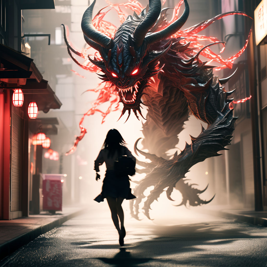 A person being chased by a Japanese demon lady Kage-one demo... by ...