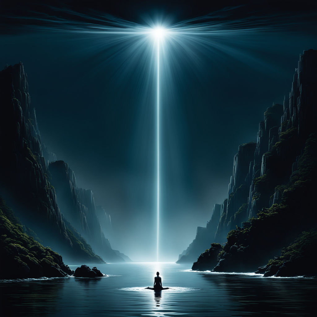 The Spirit of God as a solitary light hovering over dark wat... by ...