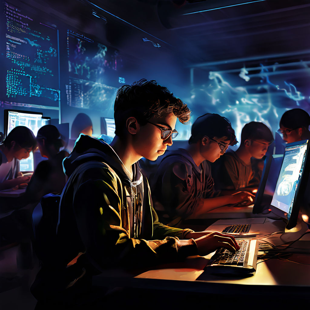 Computer science students engrossed in coding by Neho Rana - Playground