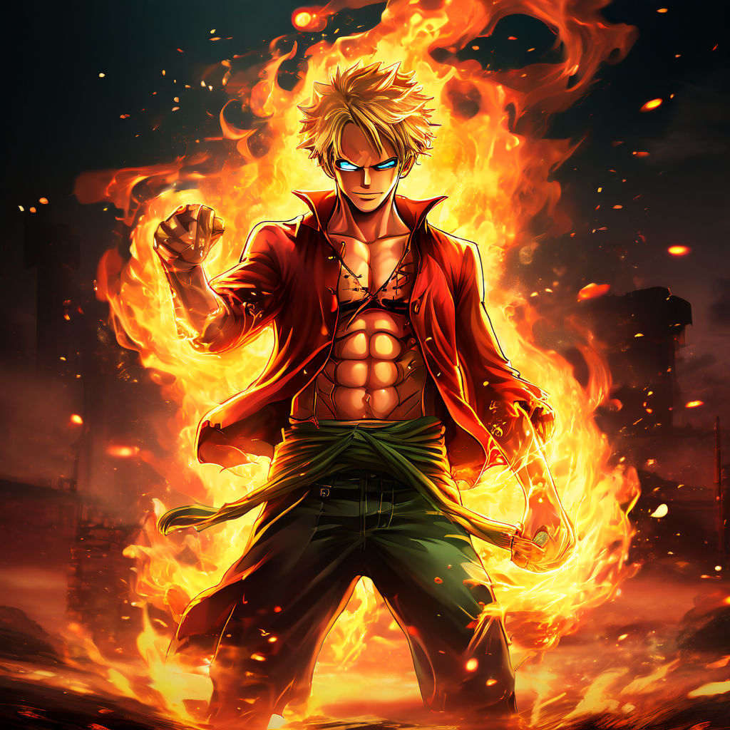 Create an image for luffy from one piece with fire fist with... by Sam ...