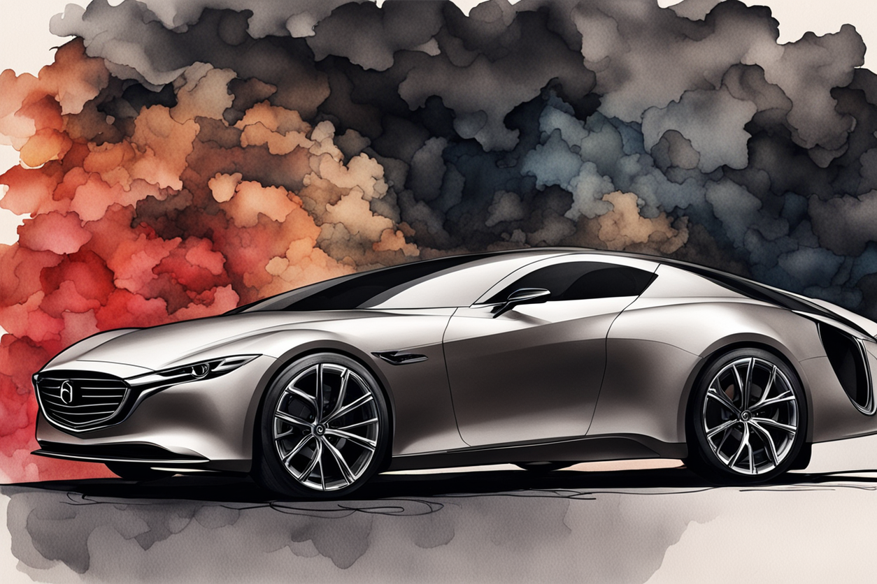 Mazda concept car silhouette intertwined with watercolor gra... by Aqua ...