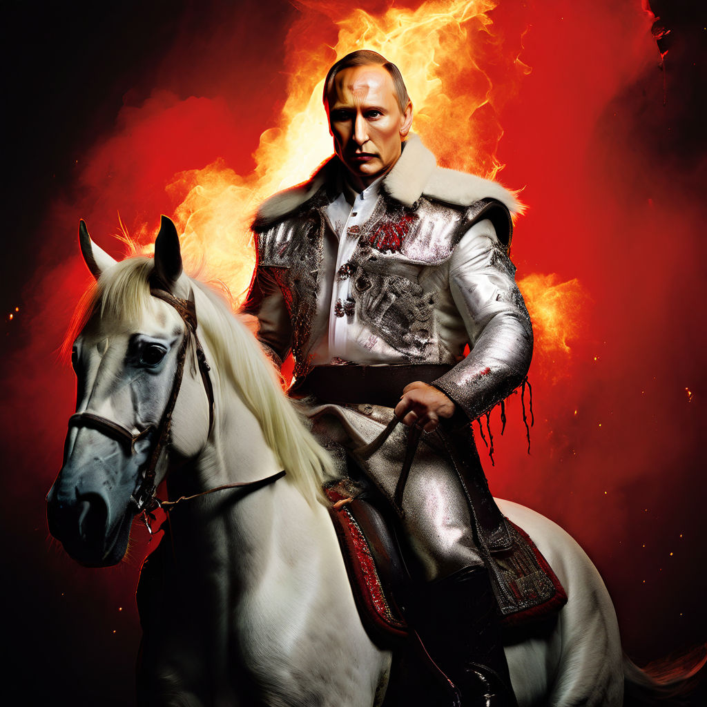 Vladimir Putin mounted atop a majestic white unicorn by Wolfgang ...