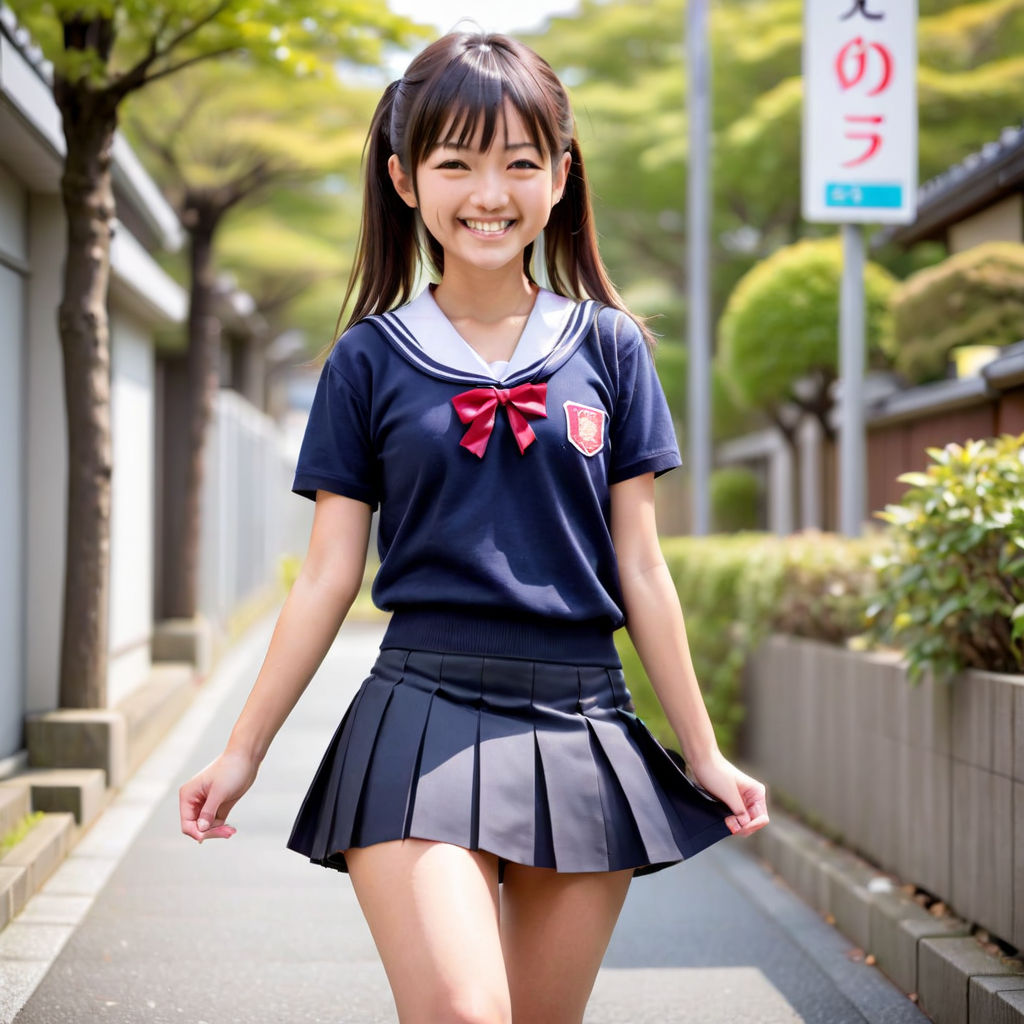 Beautiful smile japan schoolgirl in a mini skirt no panites by Kenneth ...