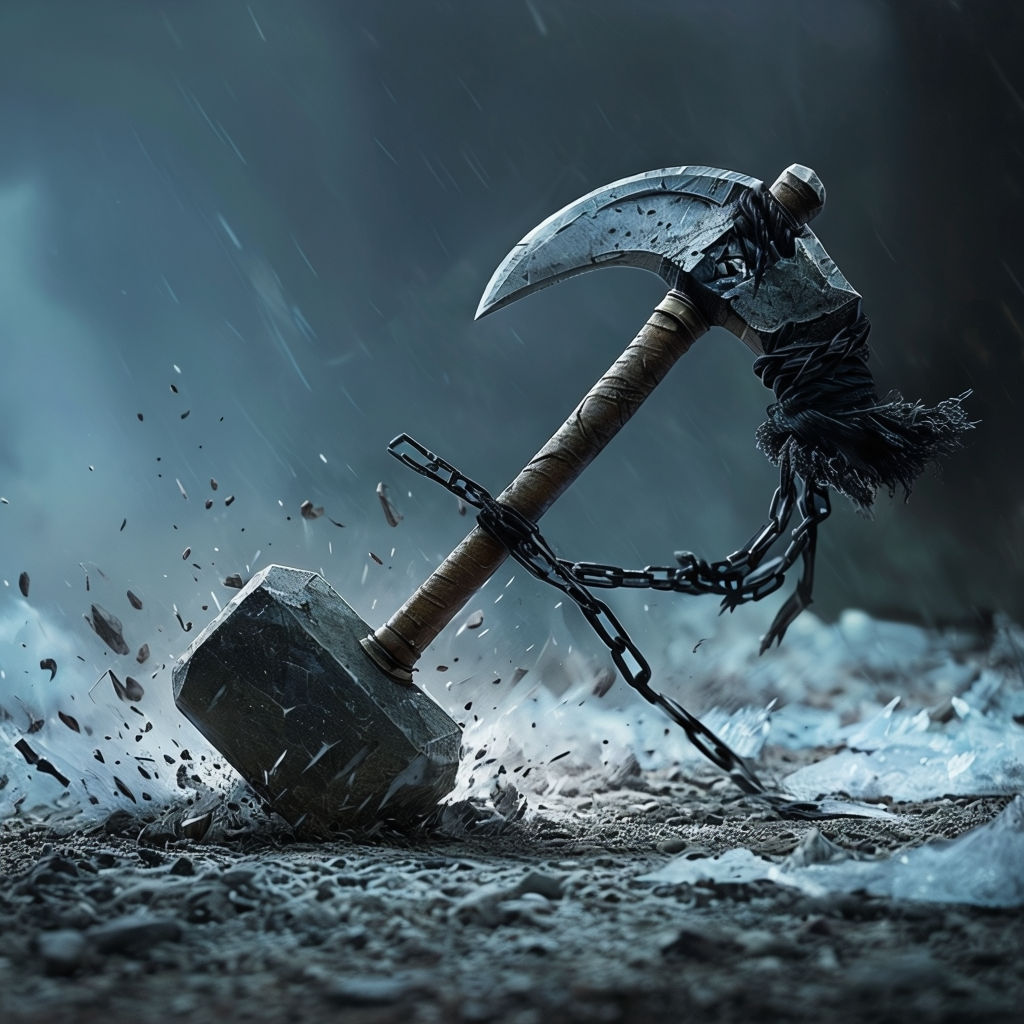 A fantasy concept art stone warhammer with a long hilt weapo... by ...