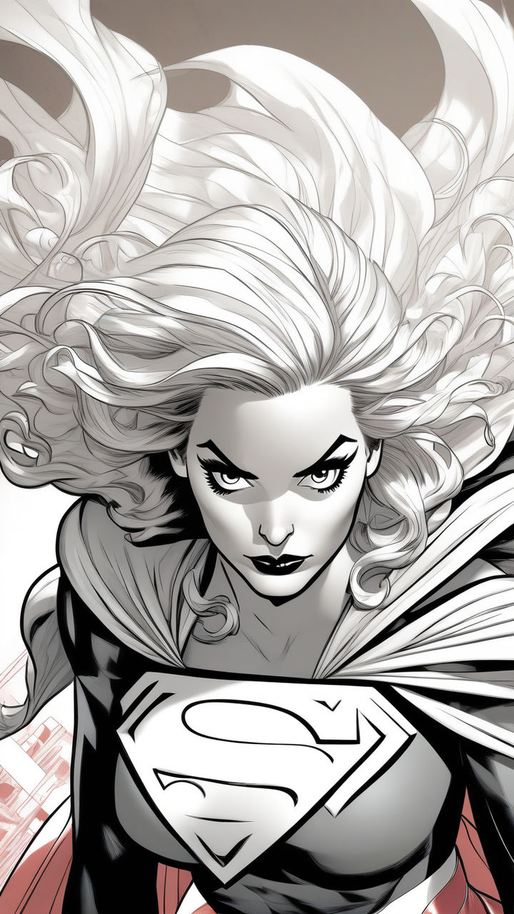 The image portrays a stylized illustration of a female super... by ...