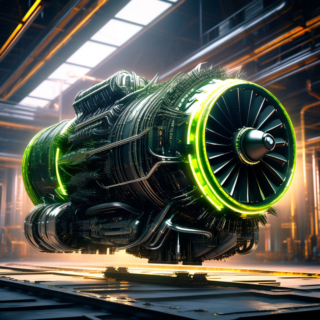 A gigantic jet engine high detail nasterpiece hdr10+ in blac... by ...
