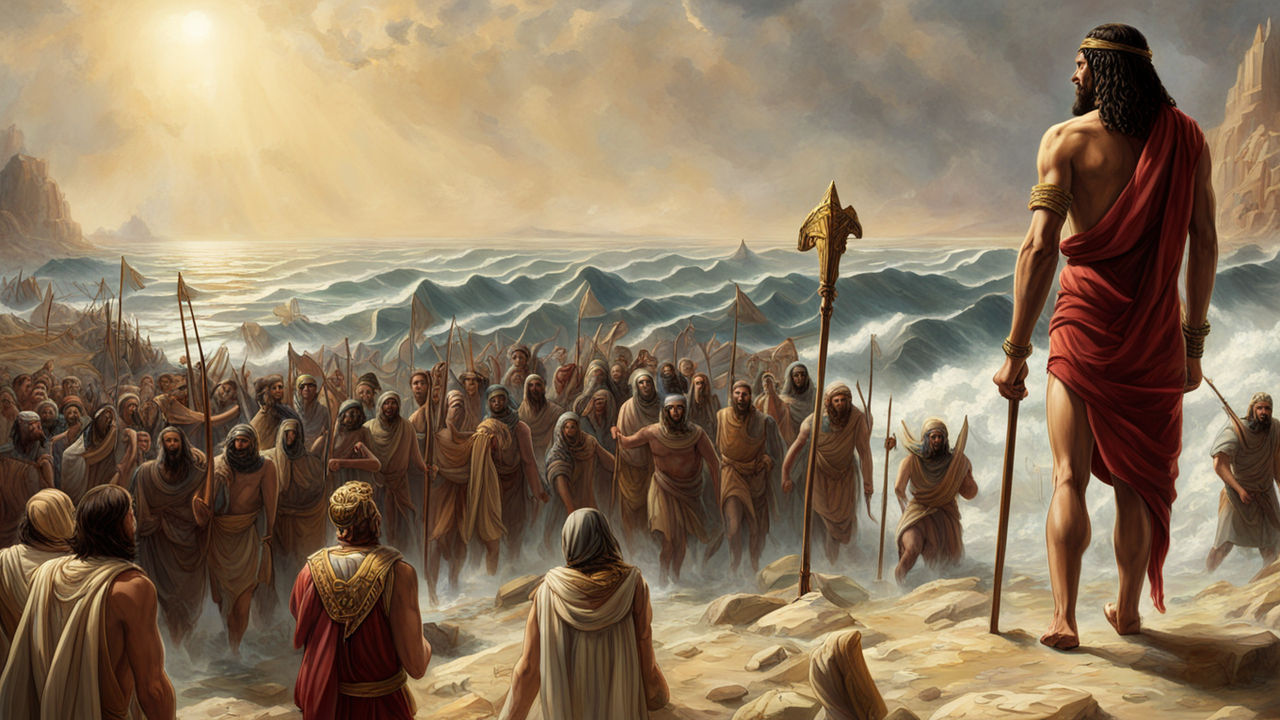 A tense and dramatic image of the Israelites huddled in fear... by ...