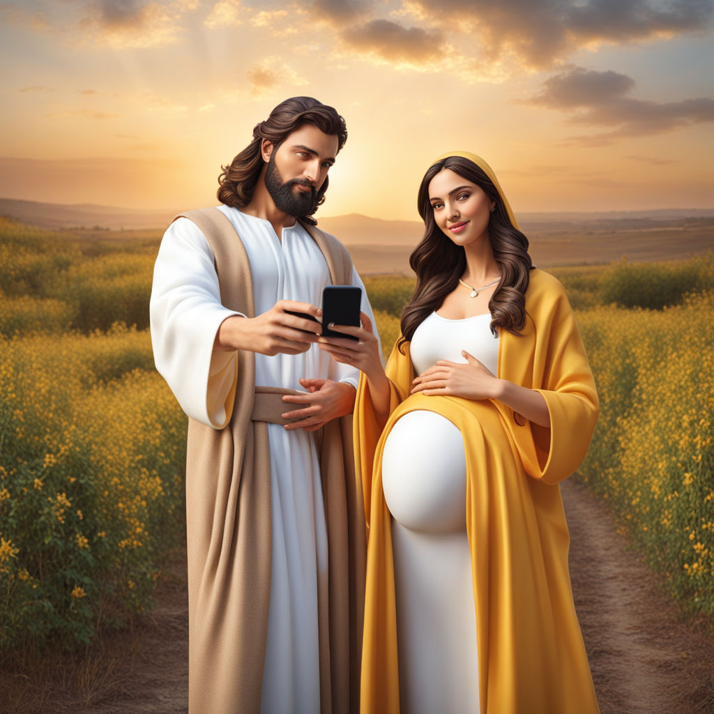 Joseph and Mary pregnant with Jesus by Jean Sena - Playground