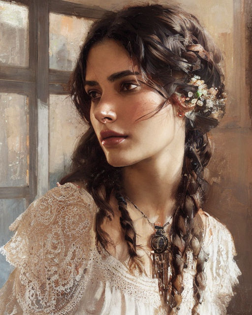 Portrait of young beautiful gypsy woman in style of jeremy m... by ...
