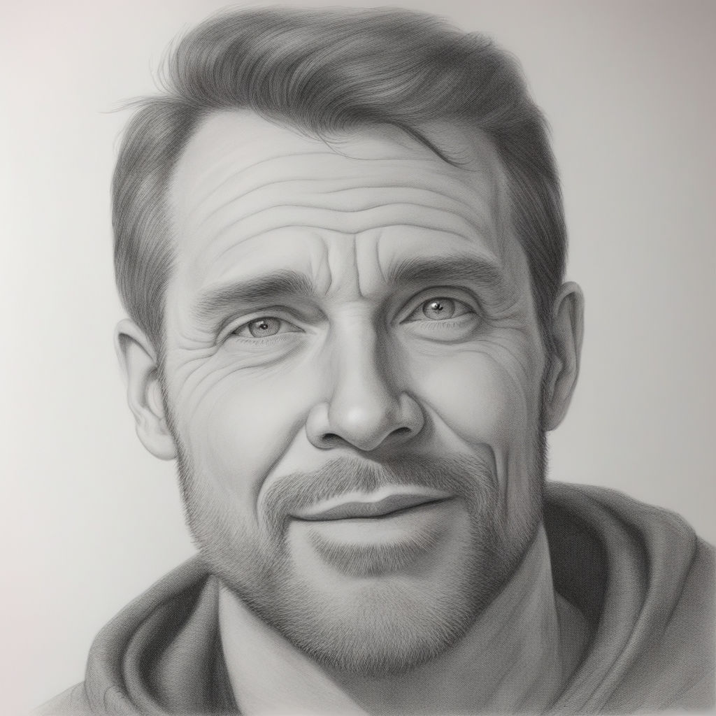 A 45 years old handsome american man pencil draw by Batuhan Kaplan ...