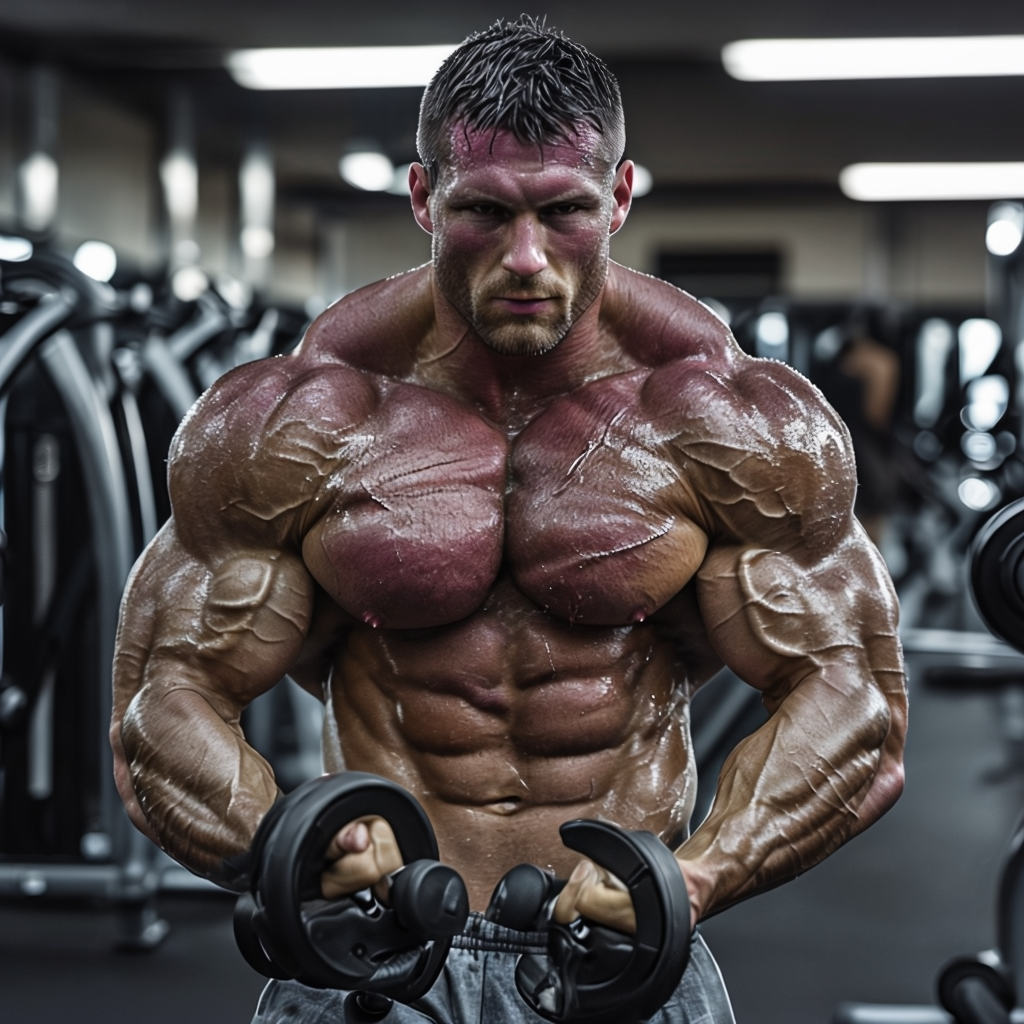 Roided muscular 30 year old sweaty bodybuilder doing bicep c... by luuk ...