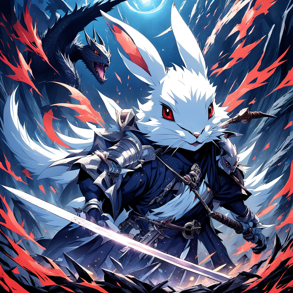 Killer rabbit. anime. fighting with a sword. fighting a drag... by ...