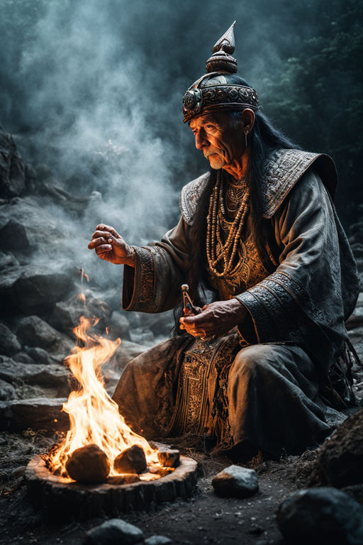 Curse Ritual A shaman or figure performing a ritual by Hüseyin Uğur ...
