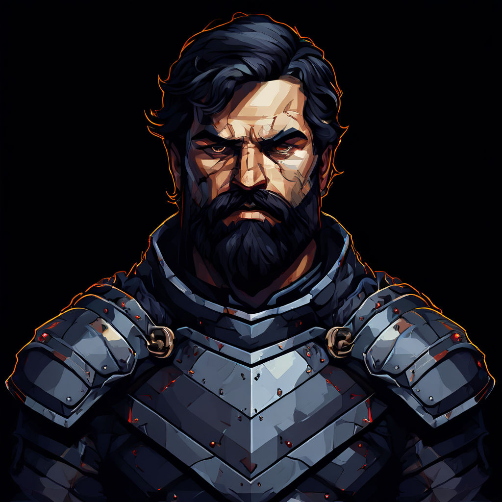 Pixel art portrait of a helmetless crusader by Максим Шашин - Playground